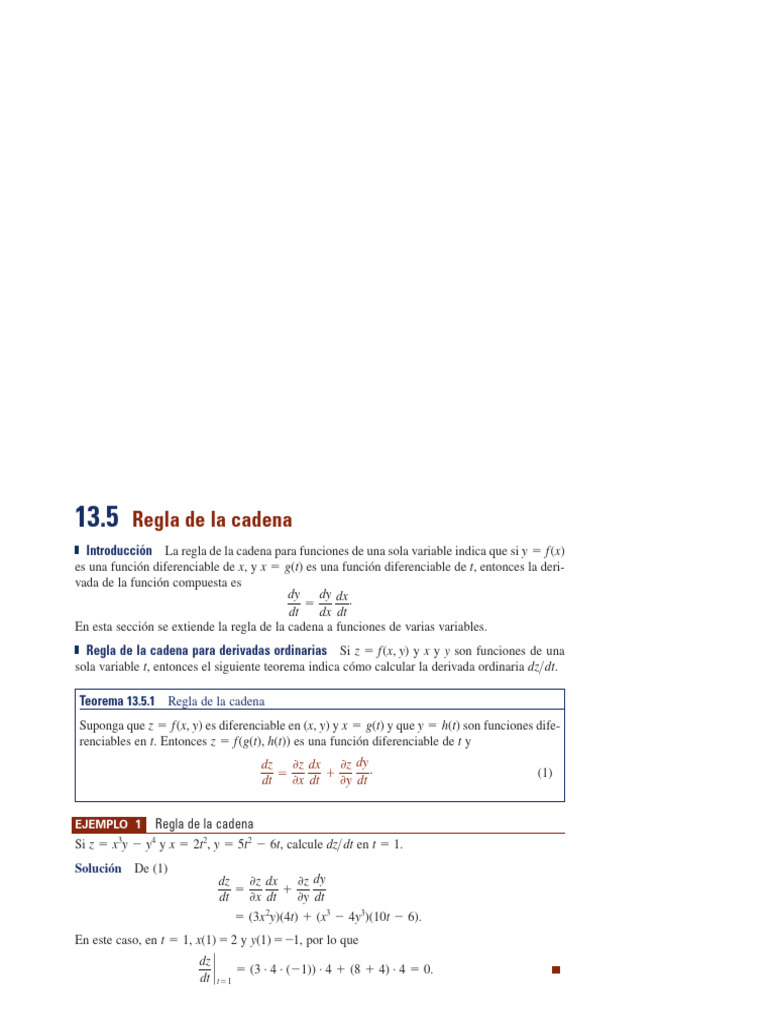 Cálculo II Teoria 13.5 Regla de La Cadena | PDF | Derivado | Funciones y mapeos