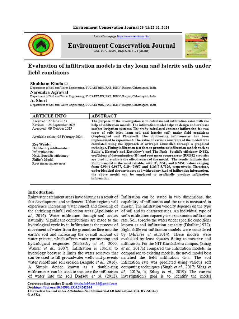 Environment Conservation Journal | PDF | Hydrology | Surface Runoff