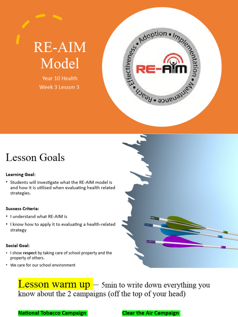 Week 3 Lesson 3 - RE-AIM | PDF | Policy | Evaluation