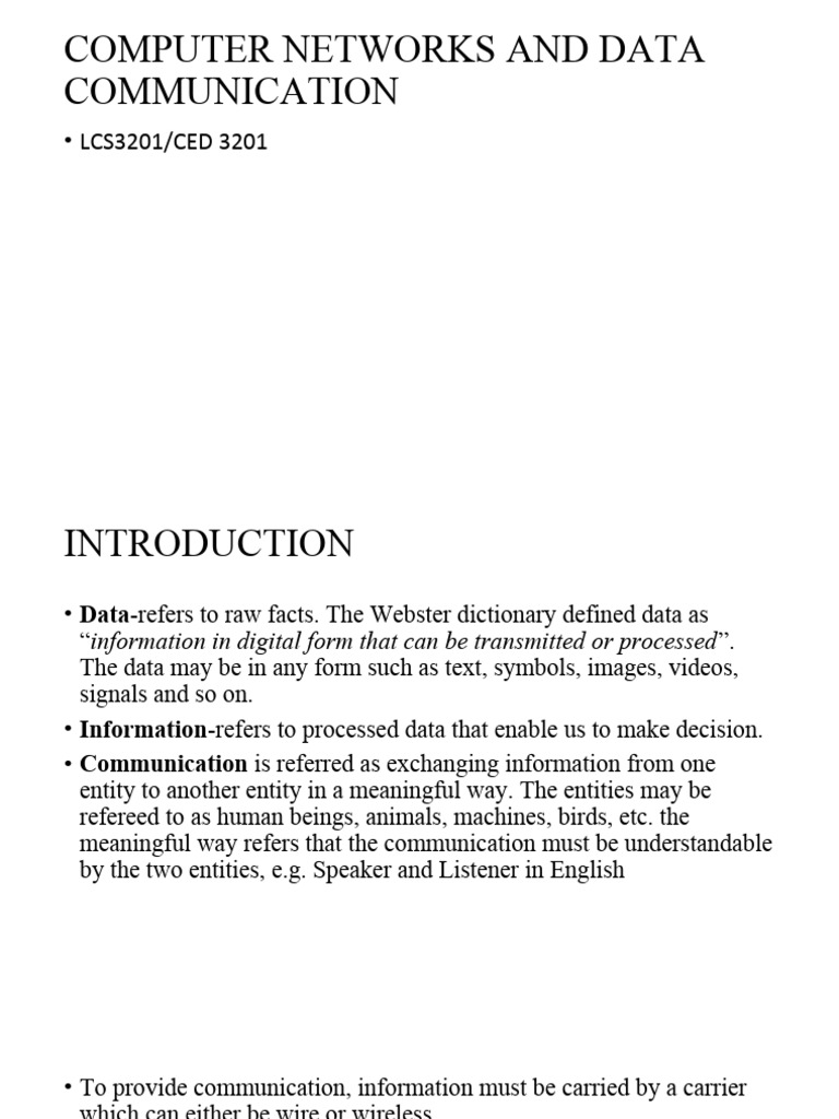 Computer Networks and Data Communication | PDF | Bandwidth (Signal Processing) | Transmission Medium