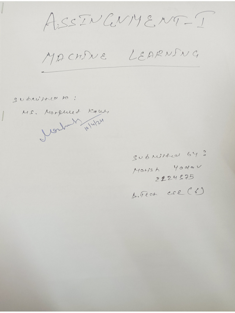 Machine Learning Assignment 1 | PDF