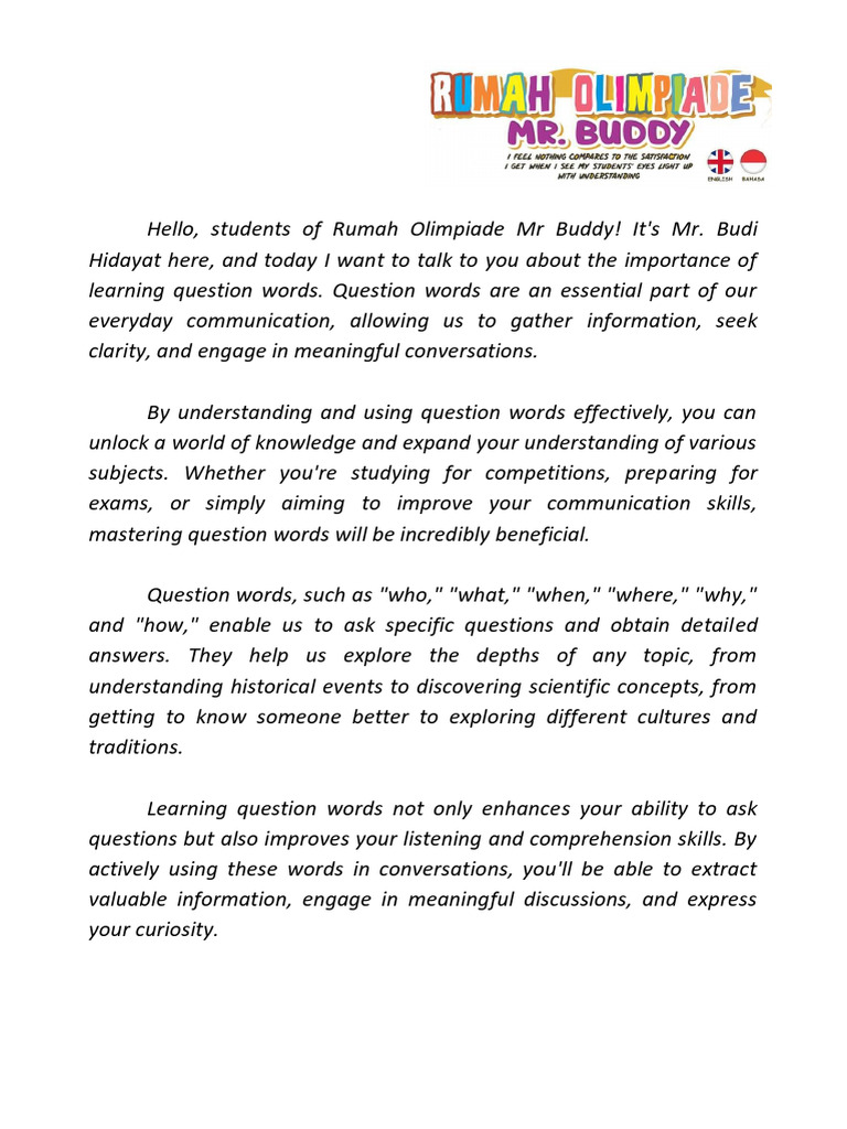 Question Words | PDF | Critical Thinking | Question