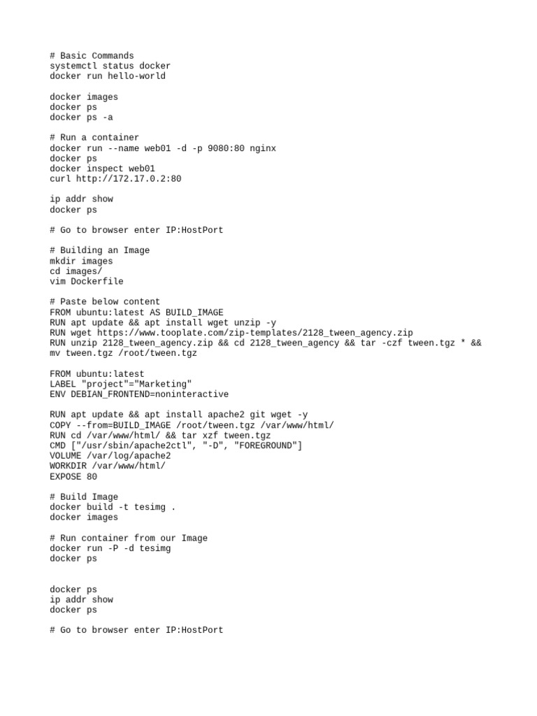 Docker Hands On Commands | PDF