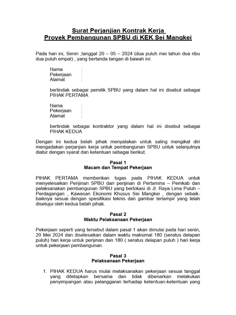 DRAFT Surat Perjanjian SKB JAS | PDF