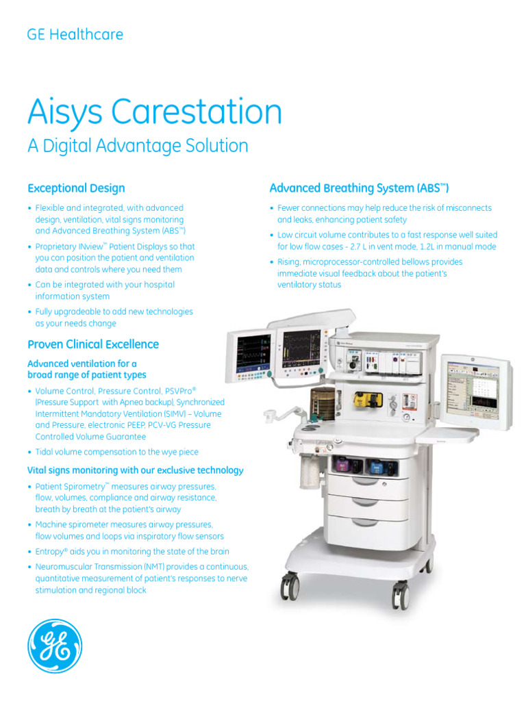 2014 10 28 ENG GEHealthcare Product Spec Aisys Carestation | PDF ...