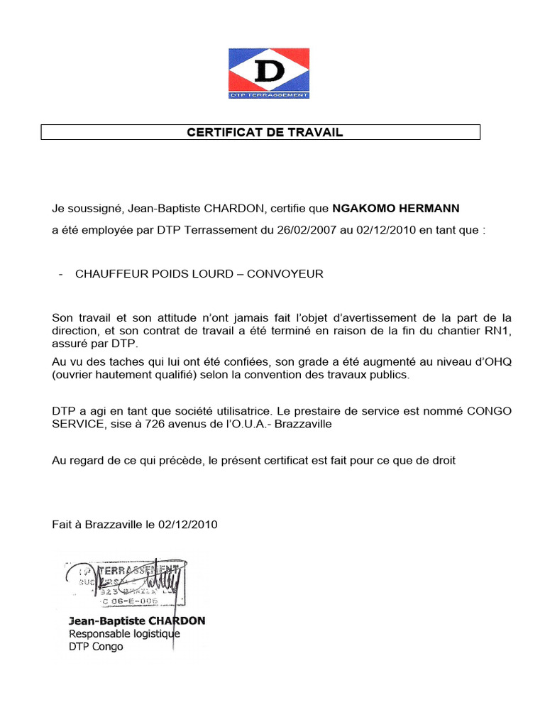 Comment Obtenir Certificat De Travail – KFPT