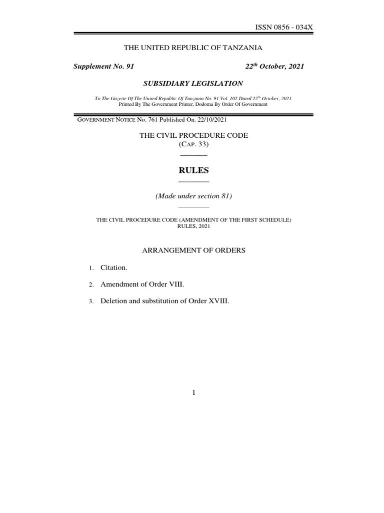 Civil Procedure Code Amendment 2021 | PDF | Lawsuit | Witness