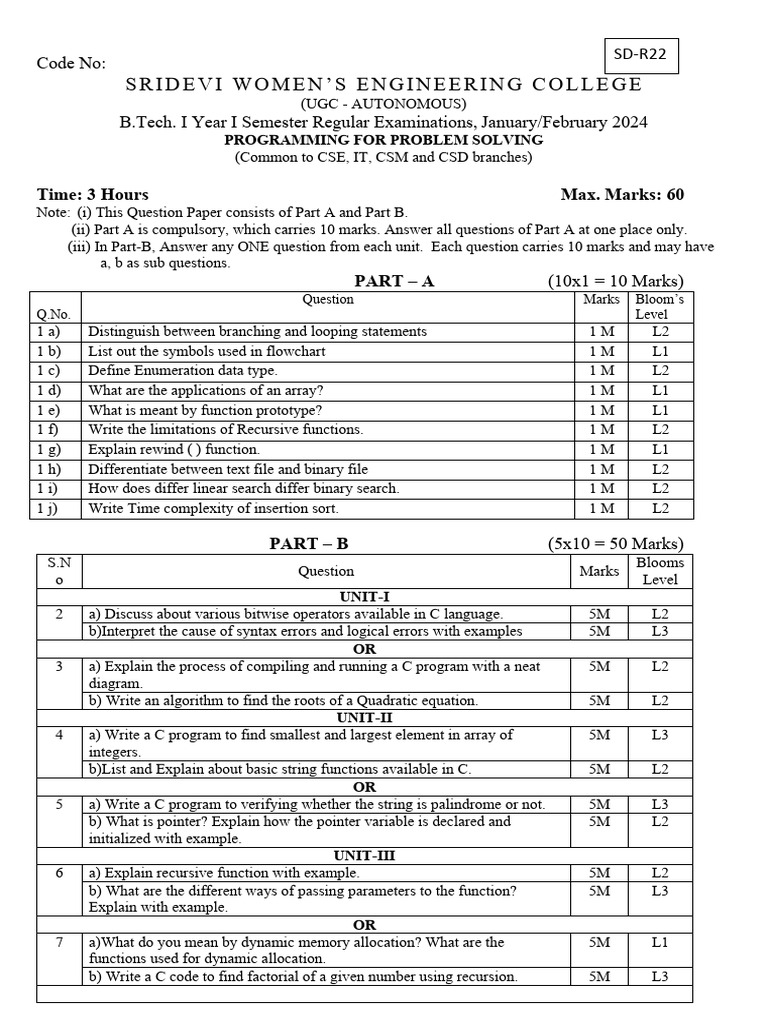 Model Paper 2 Pps Pdf C Programming Language Pointer Computer Programming