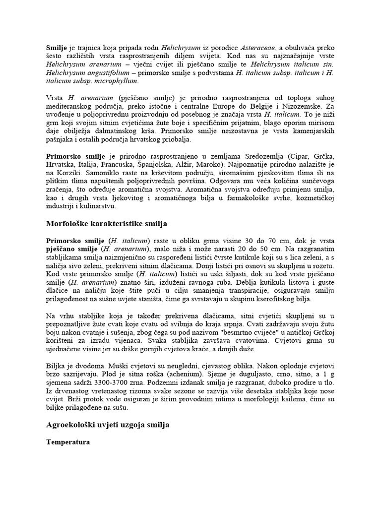 Uzgoj Smilja | PDF