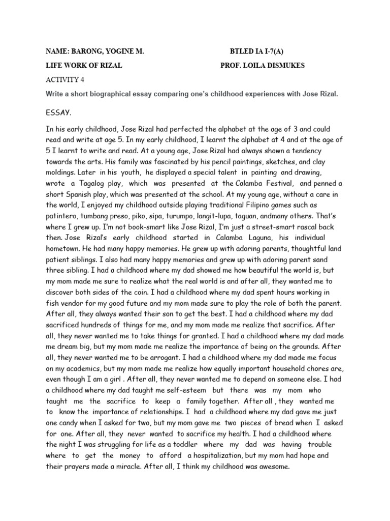 Activity 4 LWR Barongyogine M. Btled I 7a | PDF | General Fiction