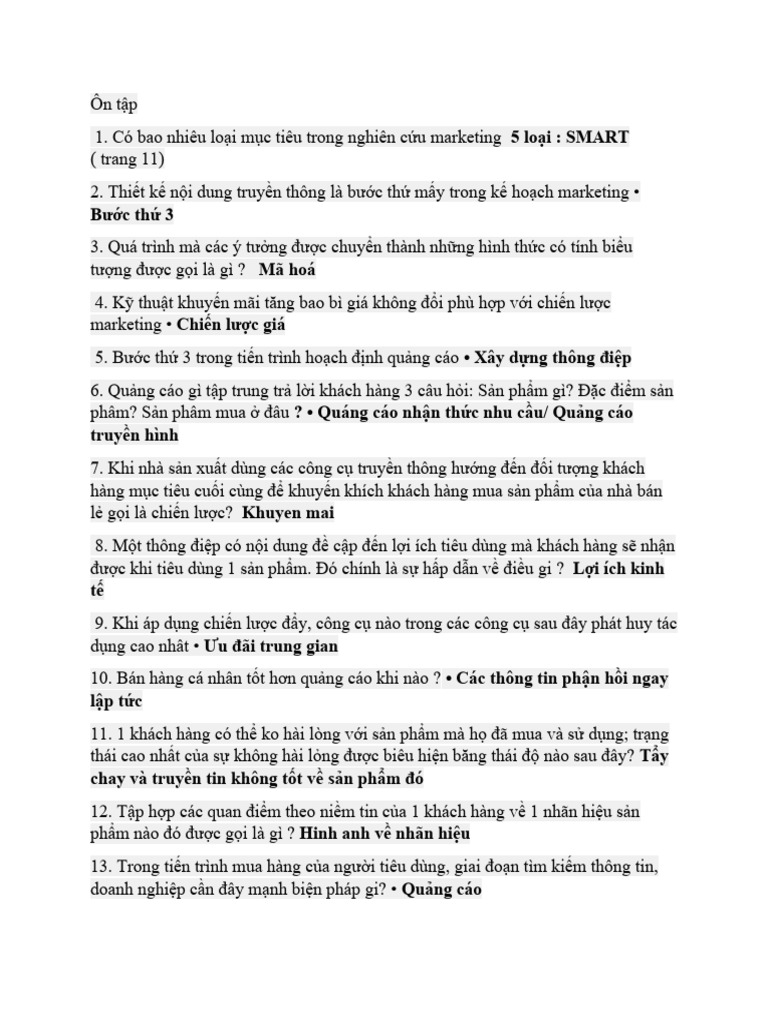 Ôn tập MKT 364 mới | PDF