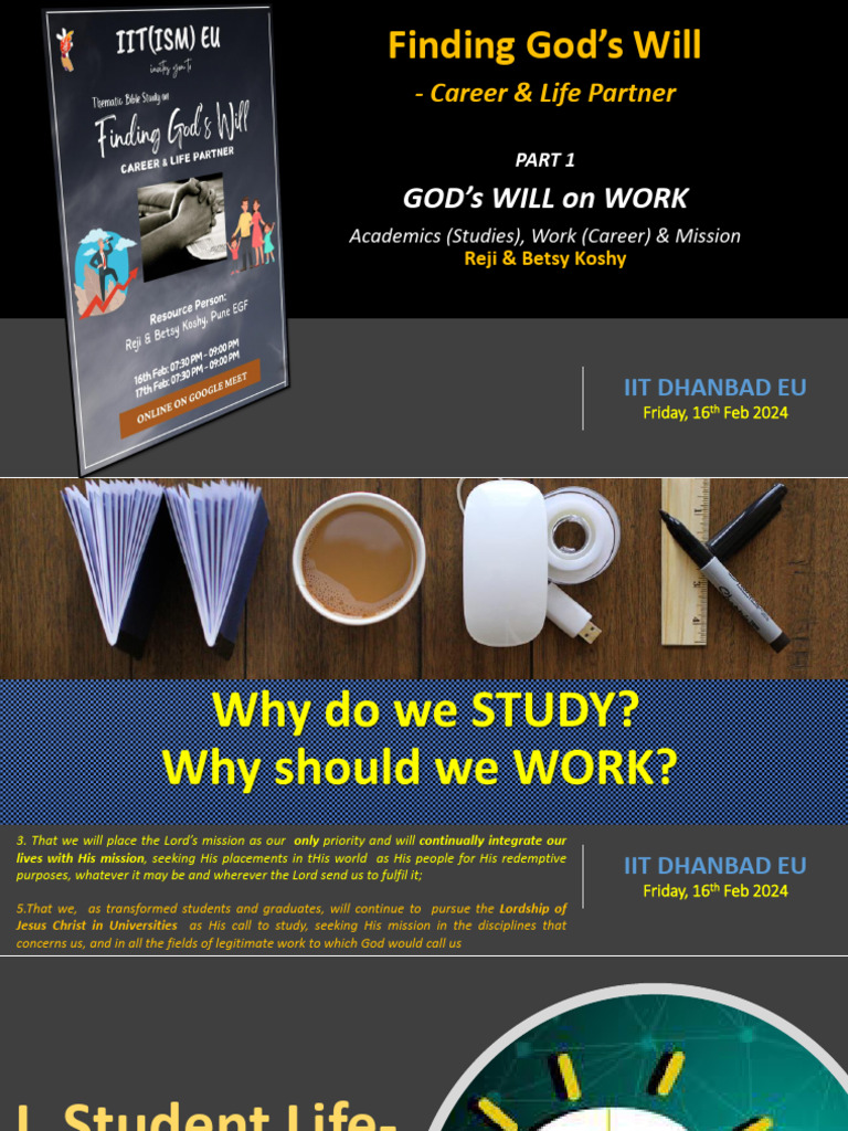 God's Will On WORK (Reji K Daniel) - IIT Dhanbad EU | PDF | Religion ...