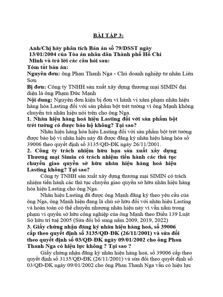 Sơn diện là ông Phạm Đức Mạnh hàng hóa Lasting đối với sản phẩm bột trét tường vì ông Mạnh không ...