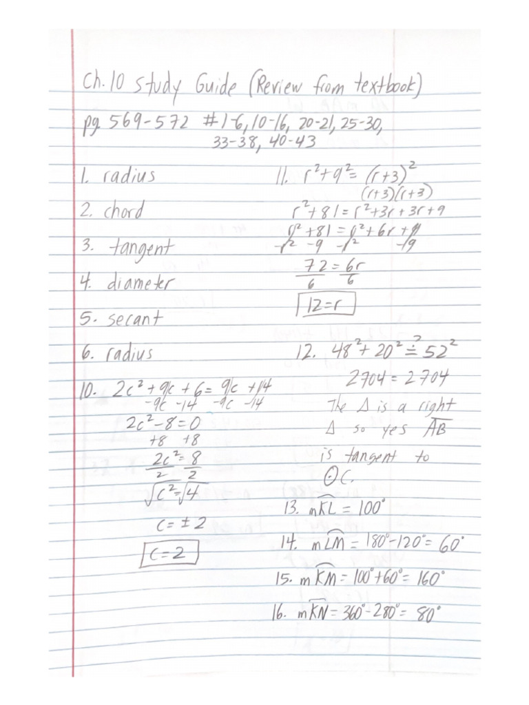 Answer Key CH 10 Reviewfromtextbook | PDF