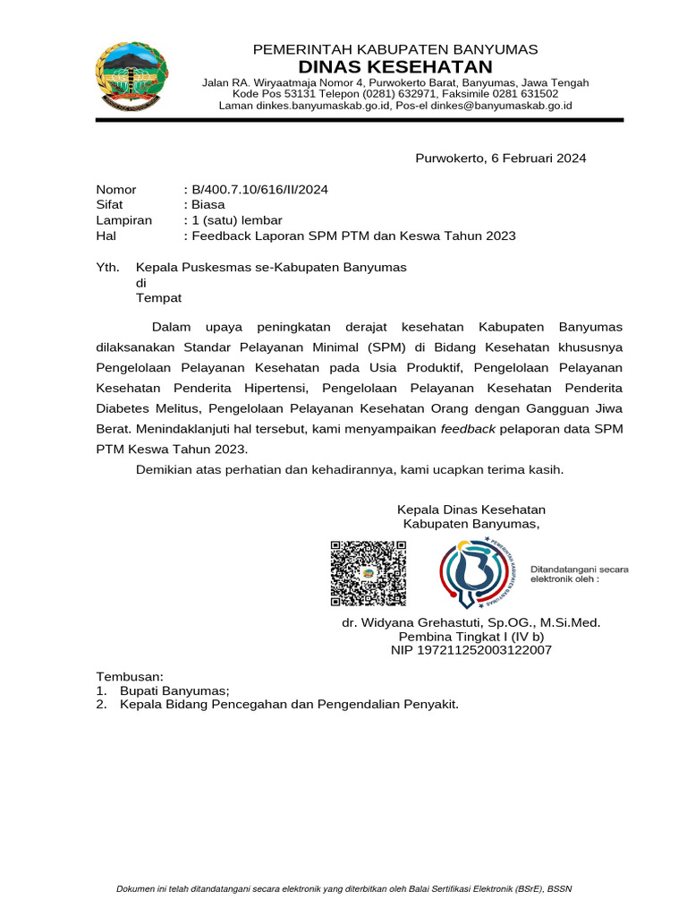 Feedback Laporan SPM PTM Dan Keswa Tahun 2023 | PDF