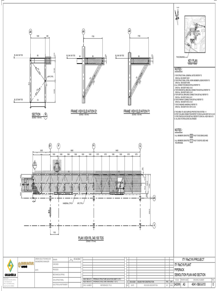 4041-188-S-010 - PipeRack Demolished Plan and Section (Signed) 2 | Download Free PDF | Stairs ...
