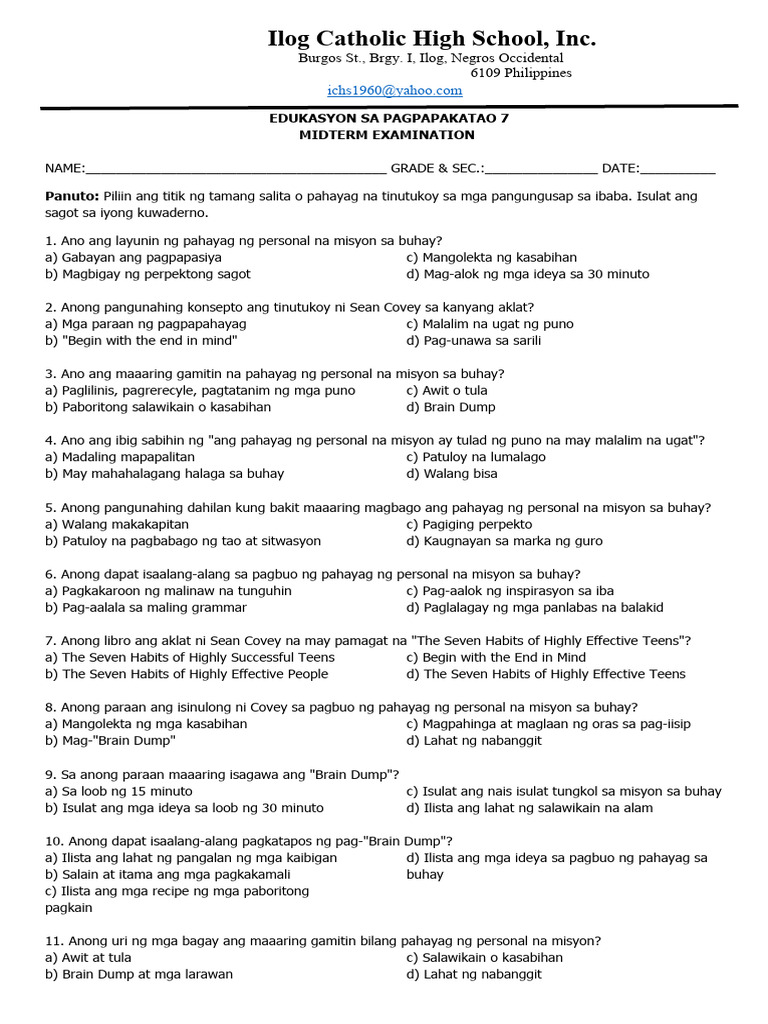 g7 Esp Midterm | PDF