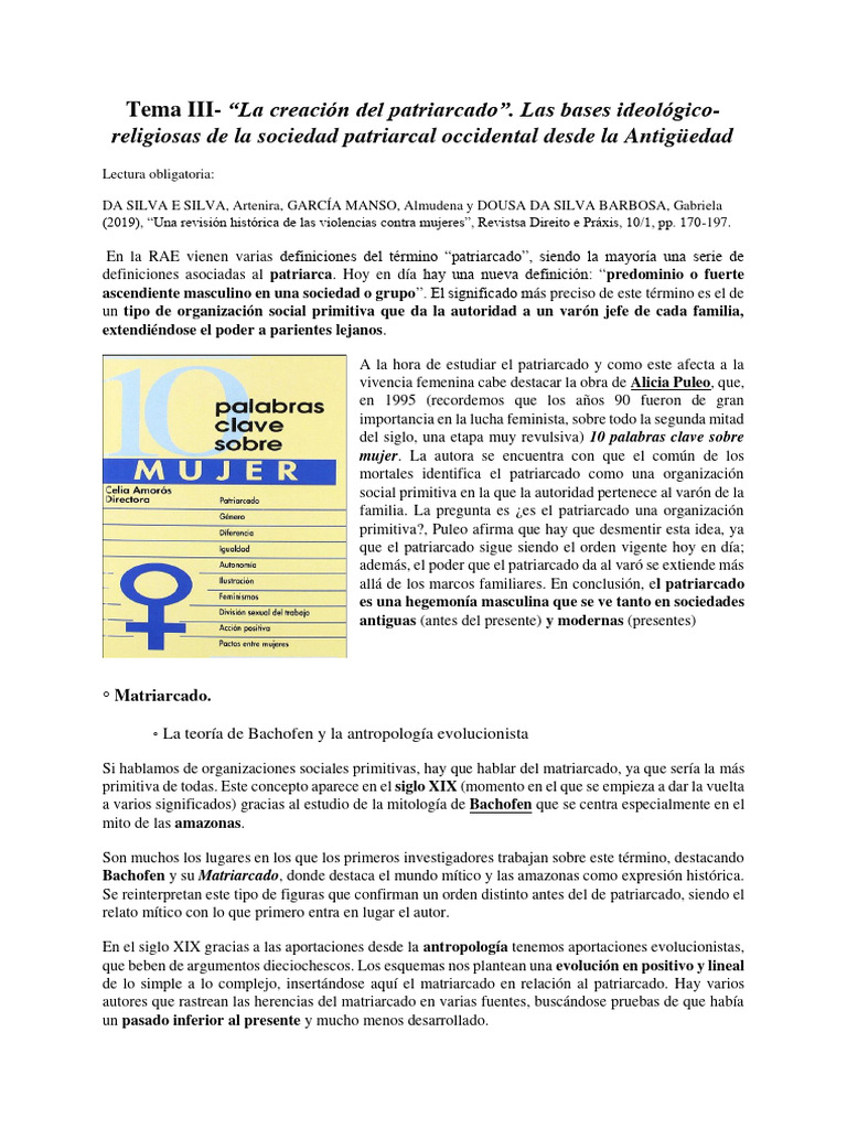 Tema III - "La Creación Del Patriarcado" | PDF | Matriarcado | Patriarcado