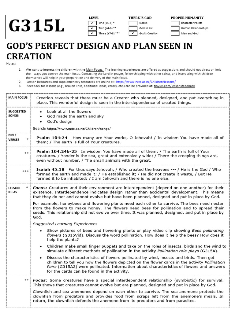Gods Perfect Design and Plan Seen in Creation - R2018 1 | PDF | Flowers ...