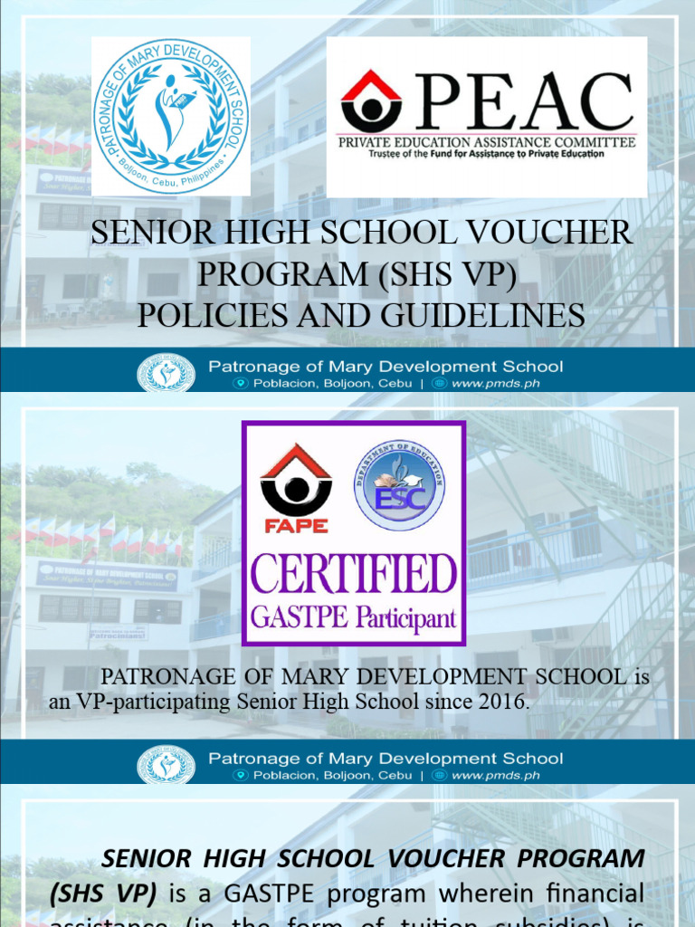 SHS Voucher Program Policies And Guidelines PDF School Voucher