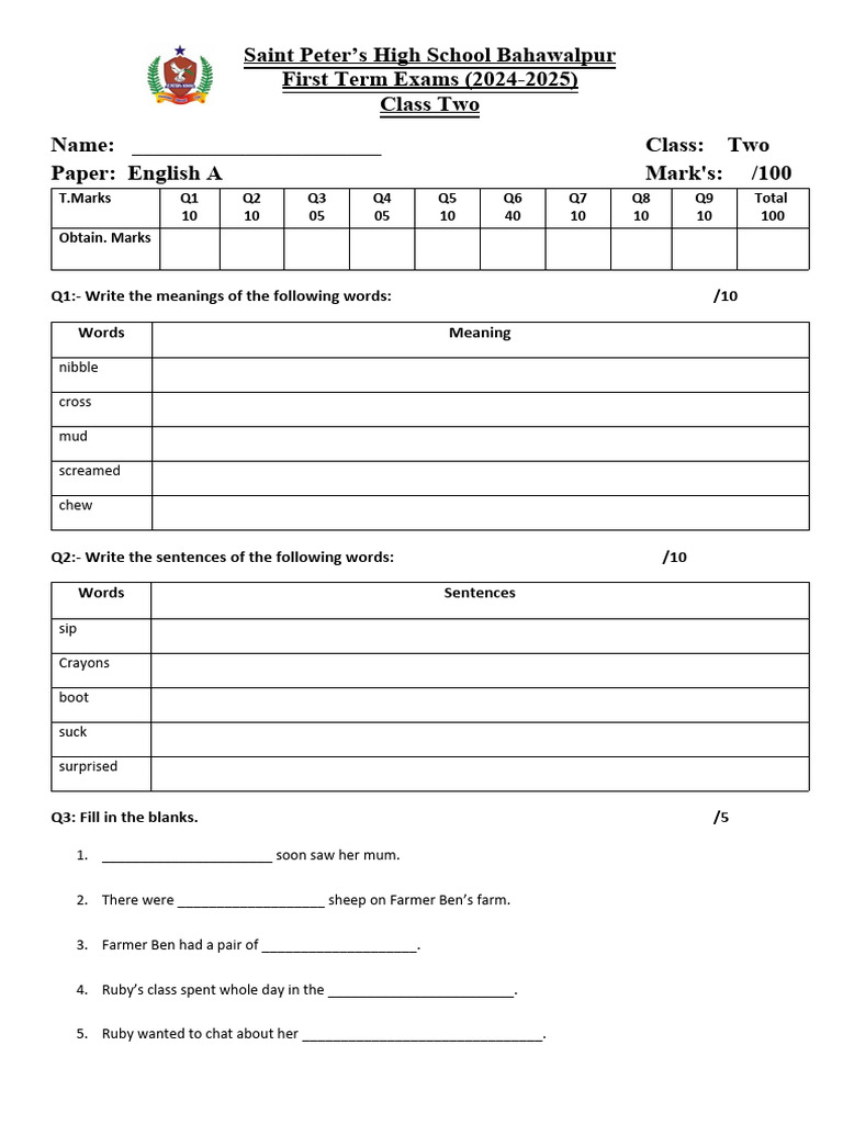 Class 2 English | PDF | Language Arts & Discipline