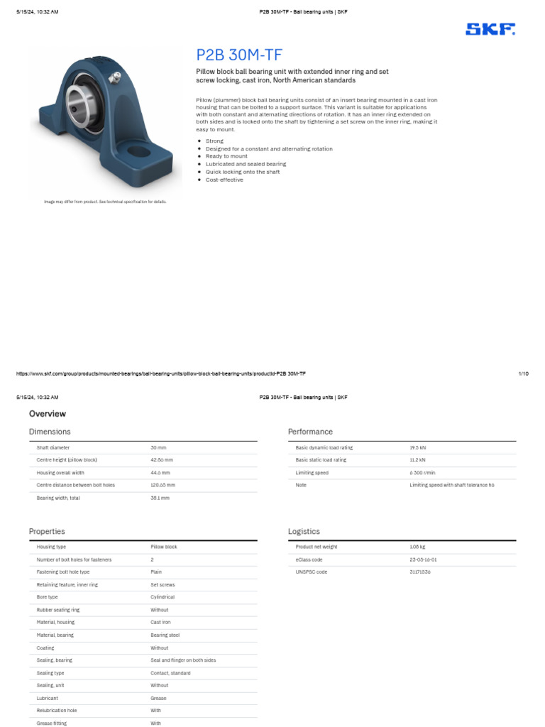 P2B 30M-TF - Ball Bearing Units | PDF | License | Screw
