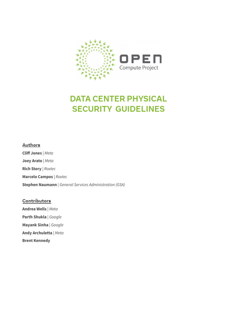 (Open For Comment) OCP Physical Security White Paper | PDF | Physical Security | Data Center