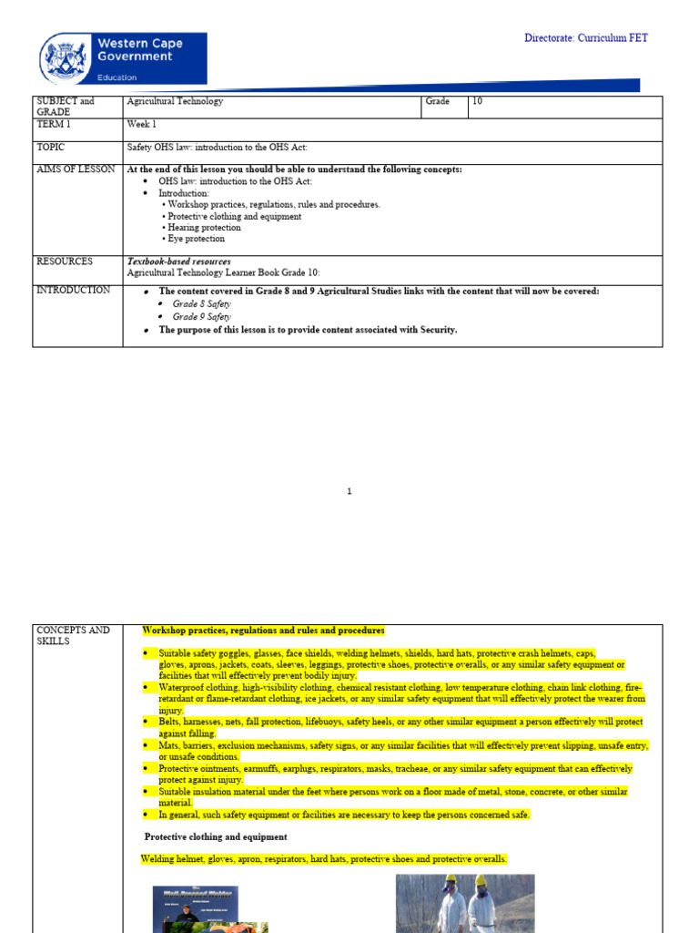Agricultural Technology Grade 10 Term 1 Week 1 | PDF | Personal ...