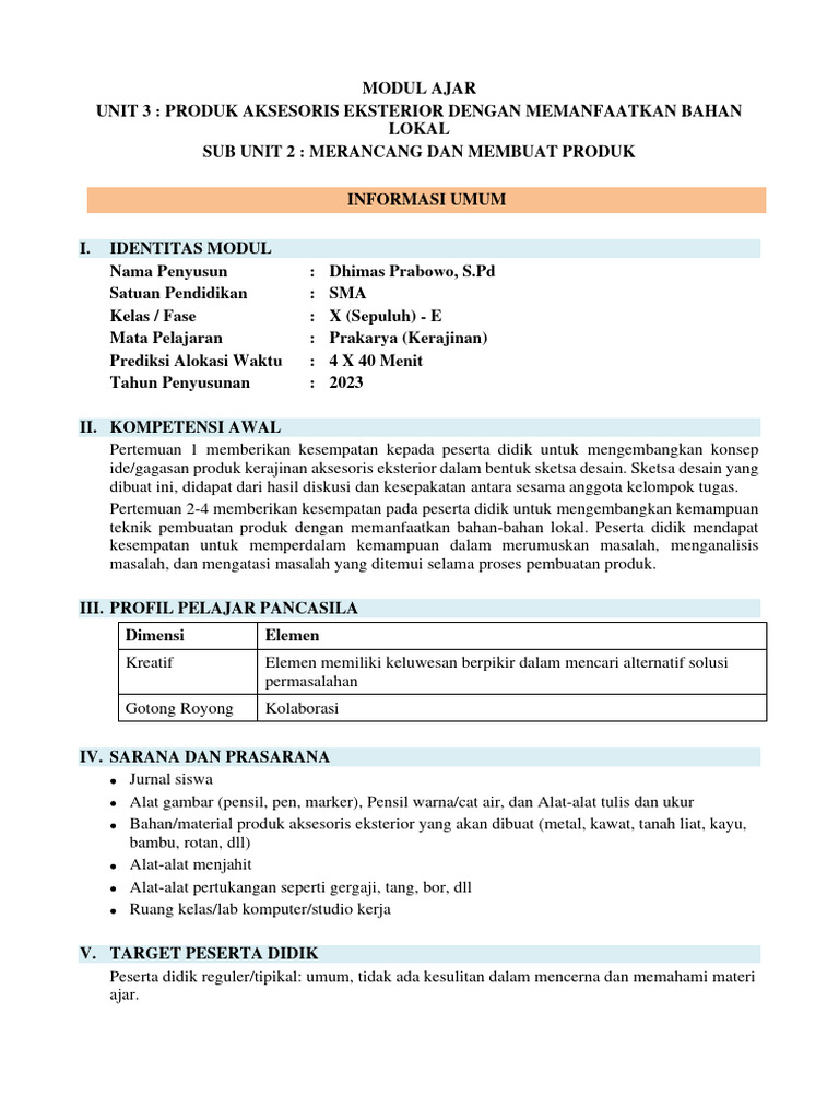 Modul Ajar Pkwu | PDF