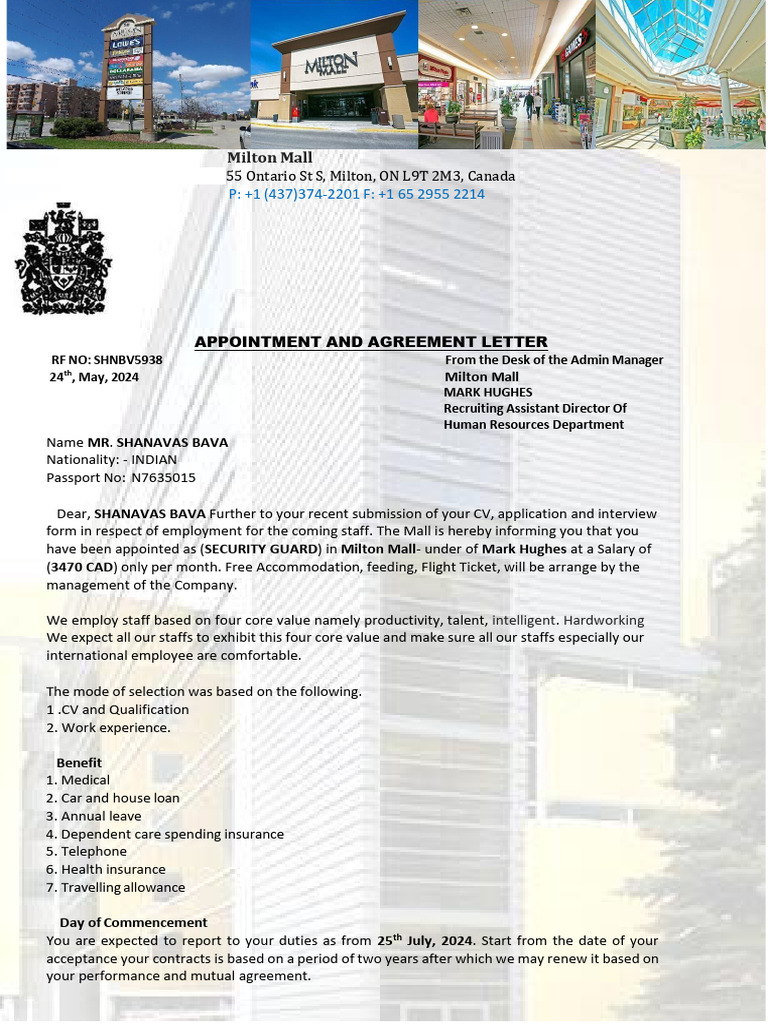 Shanavas Bava-Offer Letter | Download Free PDF | Security Guard | Labor