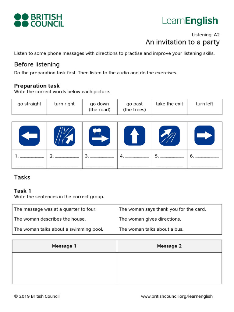 A2 Listening: Party Invitation Guide | PDF