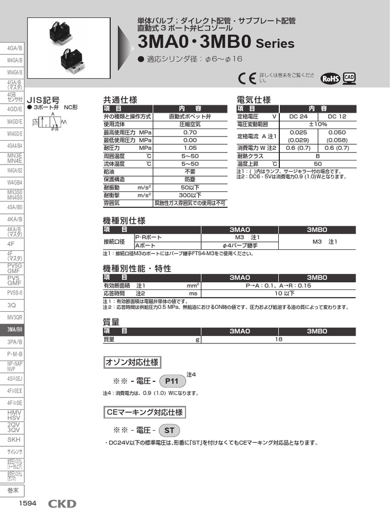 3MA0・3MB0シリーズ 仕様・形番表示方法・外形寸法図 (1MB) | PDF