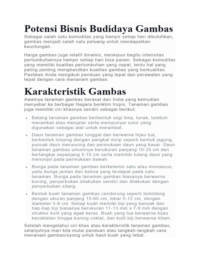 Potensi Bisnis Budidaya Gambas | PDF