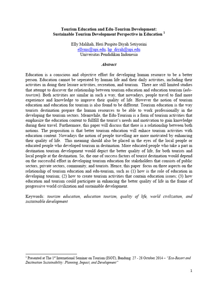 Tourism Education and Edu-Tourism Insights | PDF | Tourism | Sustainability