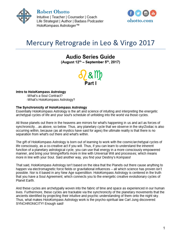Mercury Retrograde in Leo and Virgo | PDF | Planets In Astrology ...