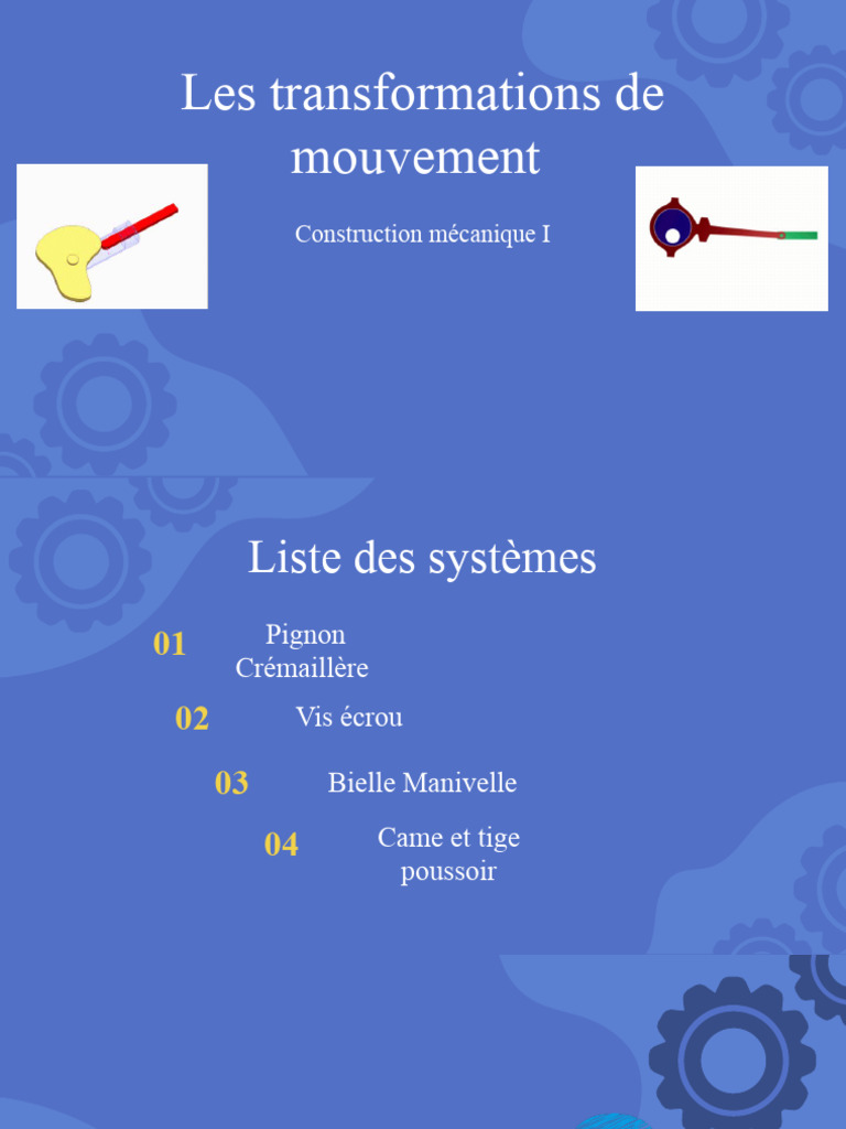 Mécanismes de transformation du mouvement | PDF | Vis de fixation | Machine