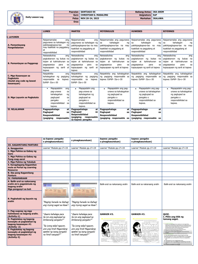 DLL GR.6-EsP-WK4-Q2 | PDF