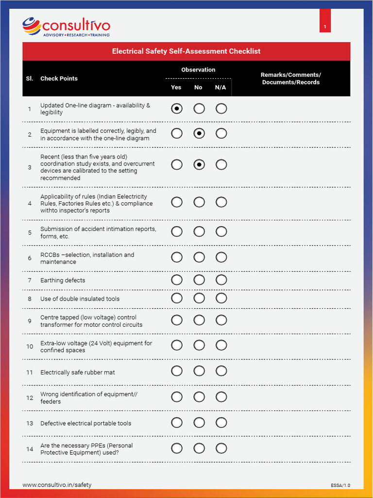 Electrical safety audit form | PDF | Electrical Engineering | Electricity