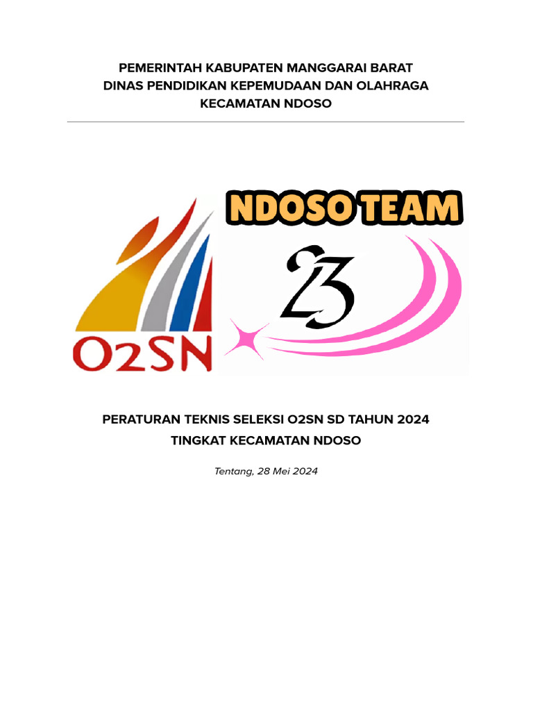 Peraturan Teknisseleksi O2sn Kecamatan Ndoso | PDF