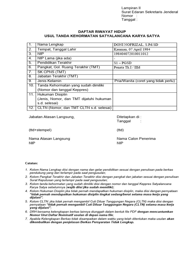 DRH Baru Dan Daftar Lampiran Baru 2024 | PDF