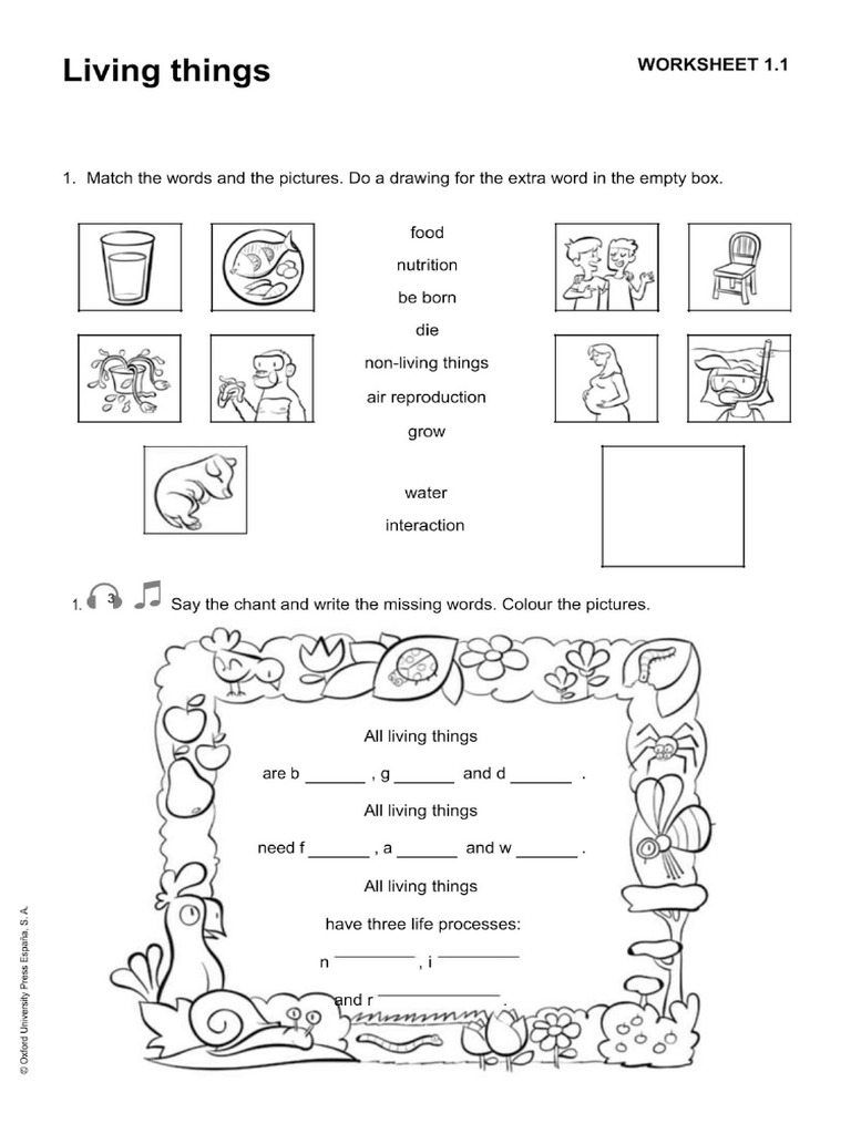 LIVING THINGS Missing Words | PDF