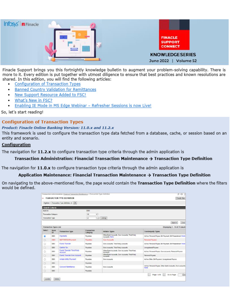 Finacle Support Connect - Edition 52 | PDF | Database Transaction ...