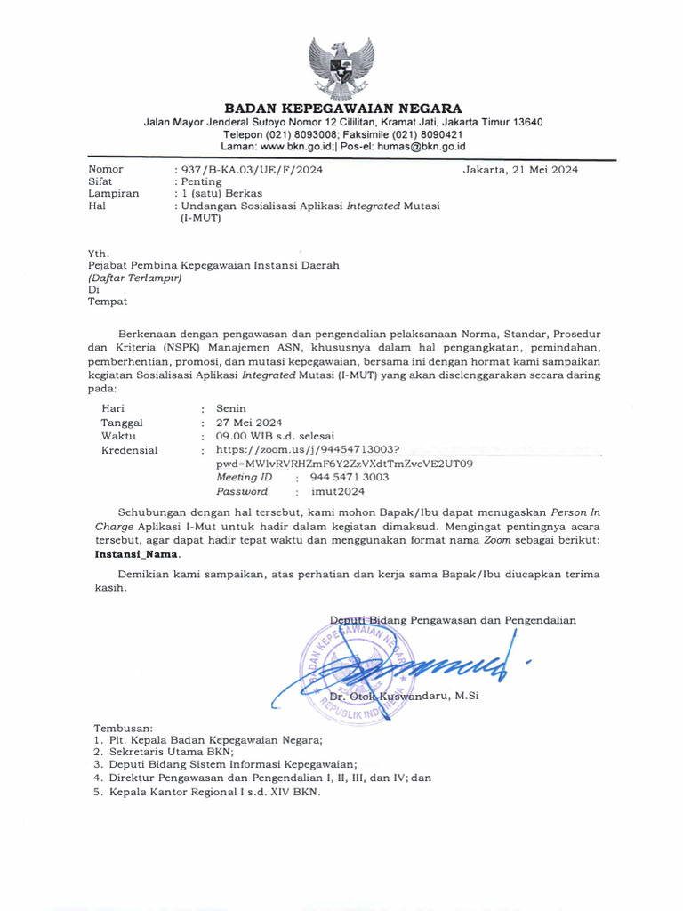 Undangan Sosialisasi I-Mut - 2024 | PDF