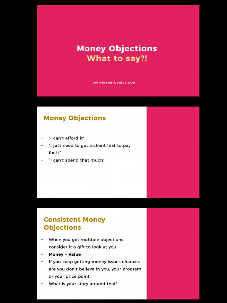 Overcoming Money Objections in Sales | PDF