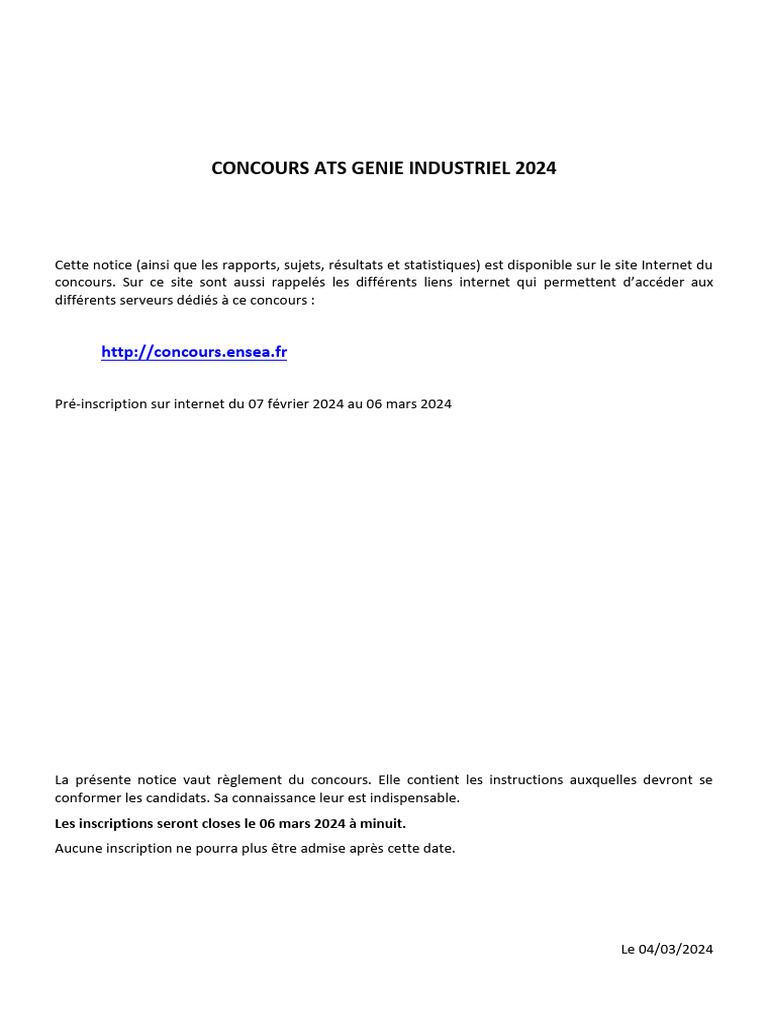 Concours ATS Génie Industriel 2024 | PDF | Mécatronique | Électronique