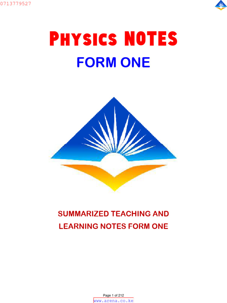 Physics Form One Notes Pdf Force Density