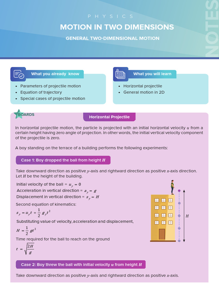 CH 3 - General Two Dimensional Motion | PDF | Acceleration | Projectiles