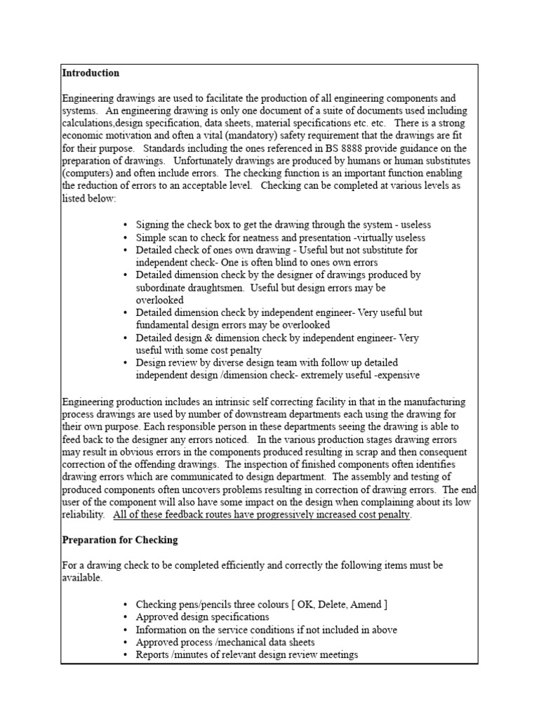Drawing CHECKING Basics | PDF | Strength Of Materials | Specification ...