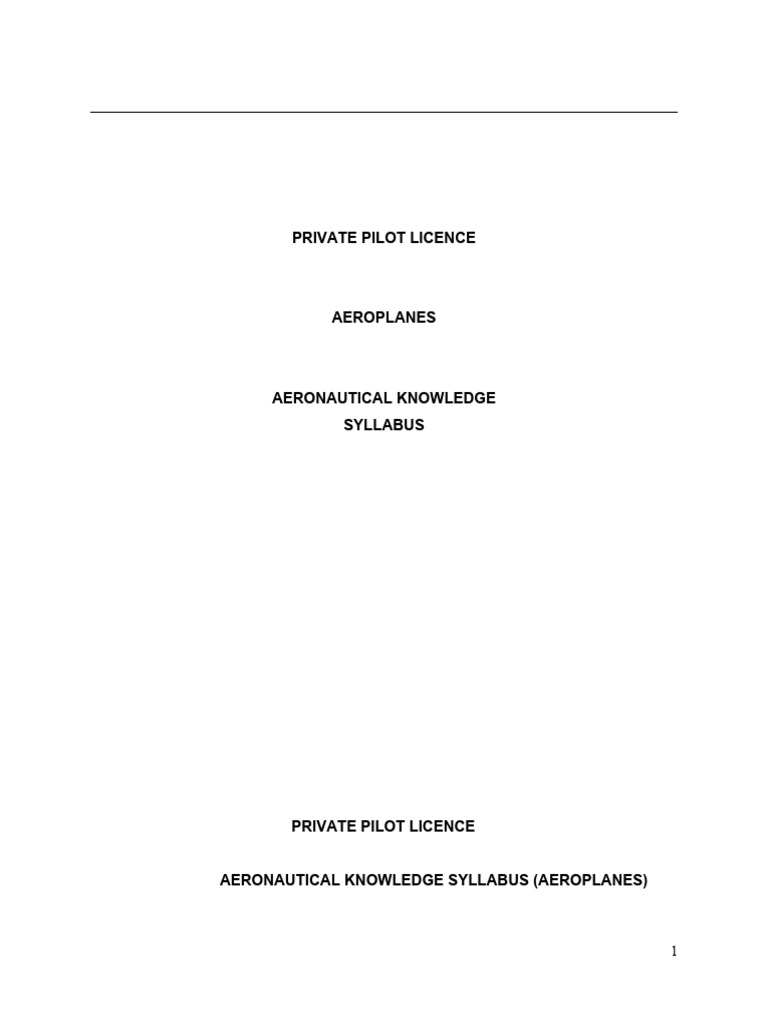 PPL Syllabus (Aeroplanes) - CASSOA | PDF | Lift (Force) | Cloud