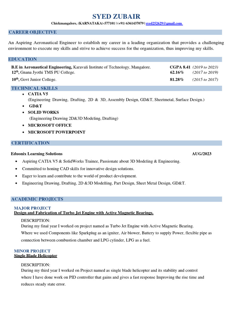 Syed Zubair Resume1 | PDF | Engineering | Technical Drawing